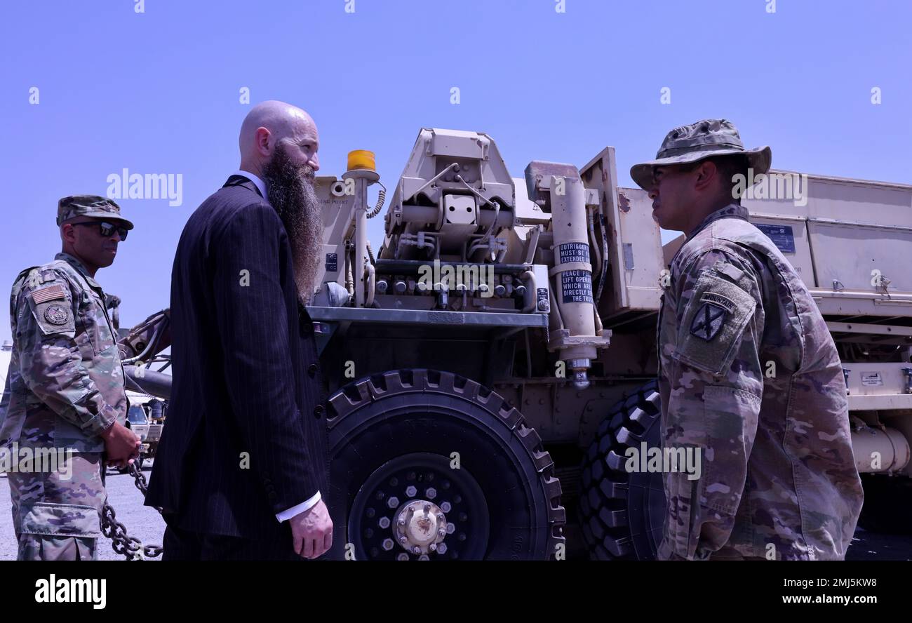 Charge d’Affaires, U.S. Embassy Kuwait, James Holtsnider, speaks with ...