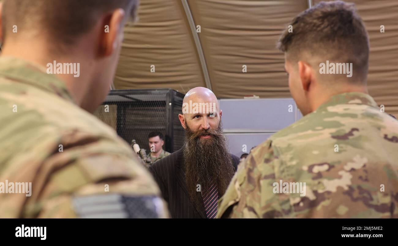 Charge d’Affaires, U.S. Embassy Kuwait, James Holtsnider, speaks with ...