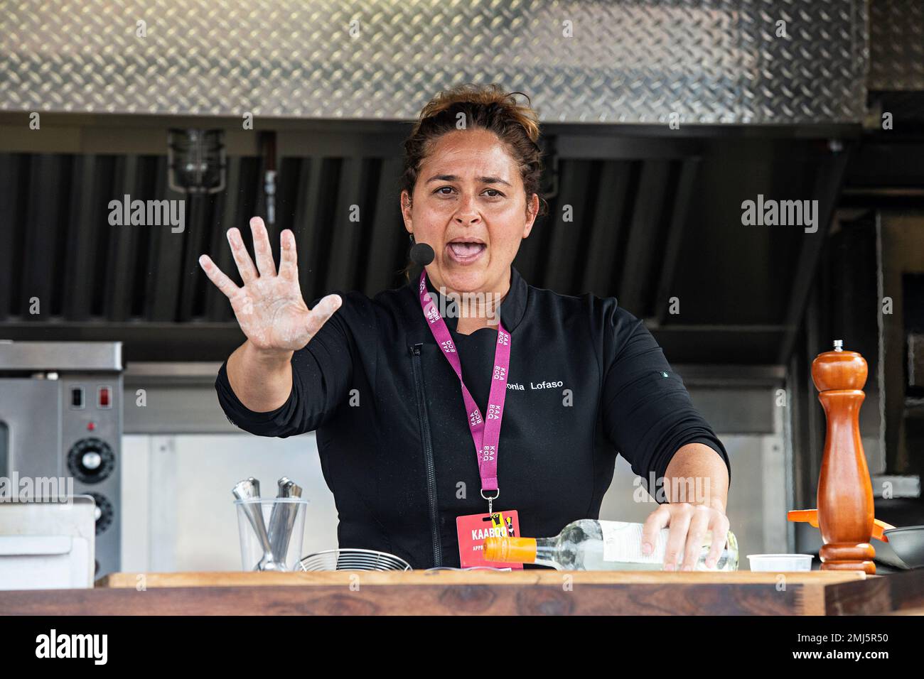 Chef Antonia Lofaso cooks during KAABOO 2019 at the Del Mar Racetrack ...