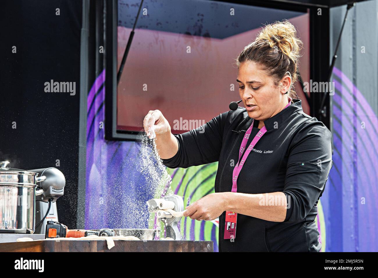 Chef Antonia Lofaso cooks during KAABOO 2019 at the Del Mar Racetrack ...