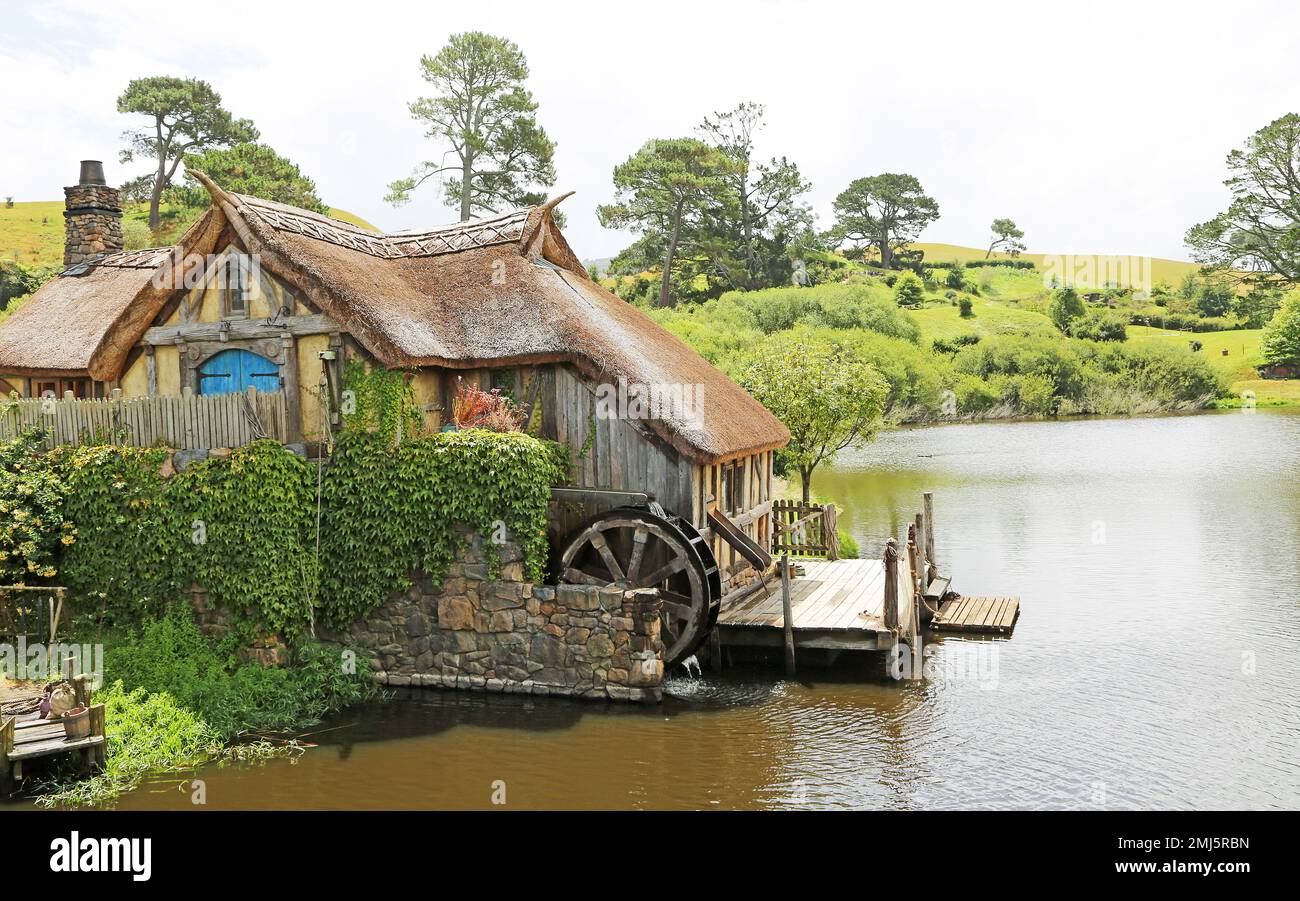 Mill house on the lake - Hobbiton - Matamata, New Zealand Stock Photo ...