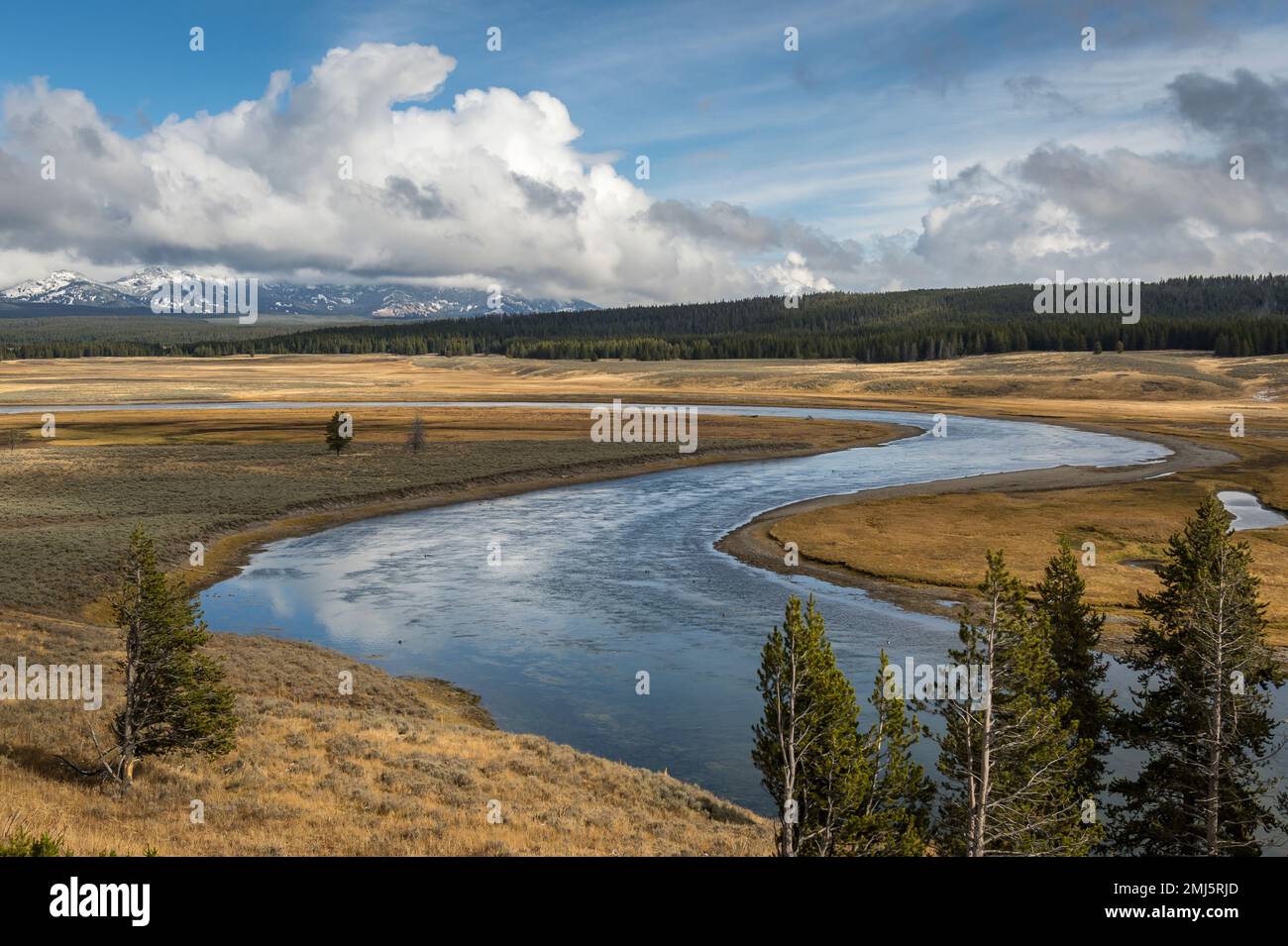 The Yellowstone River winds through Hayden Valley in Yellowstone ...
