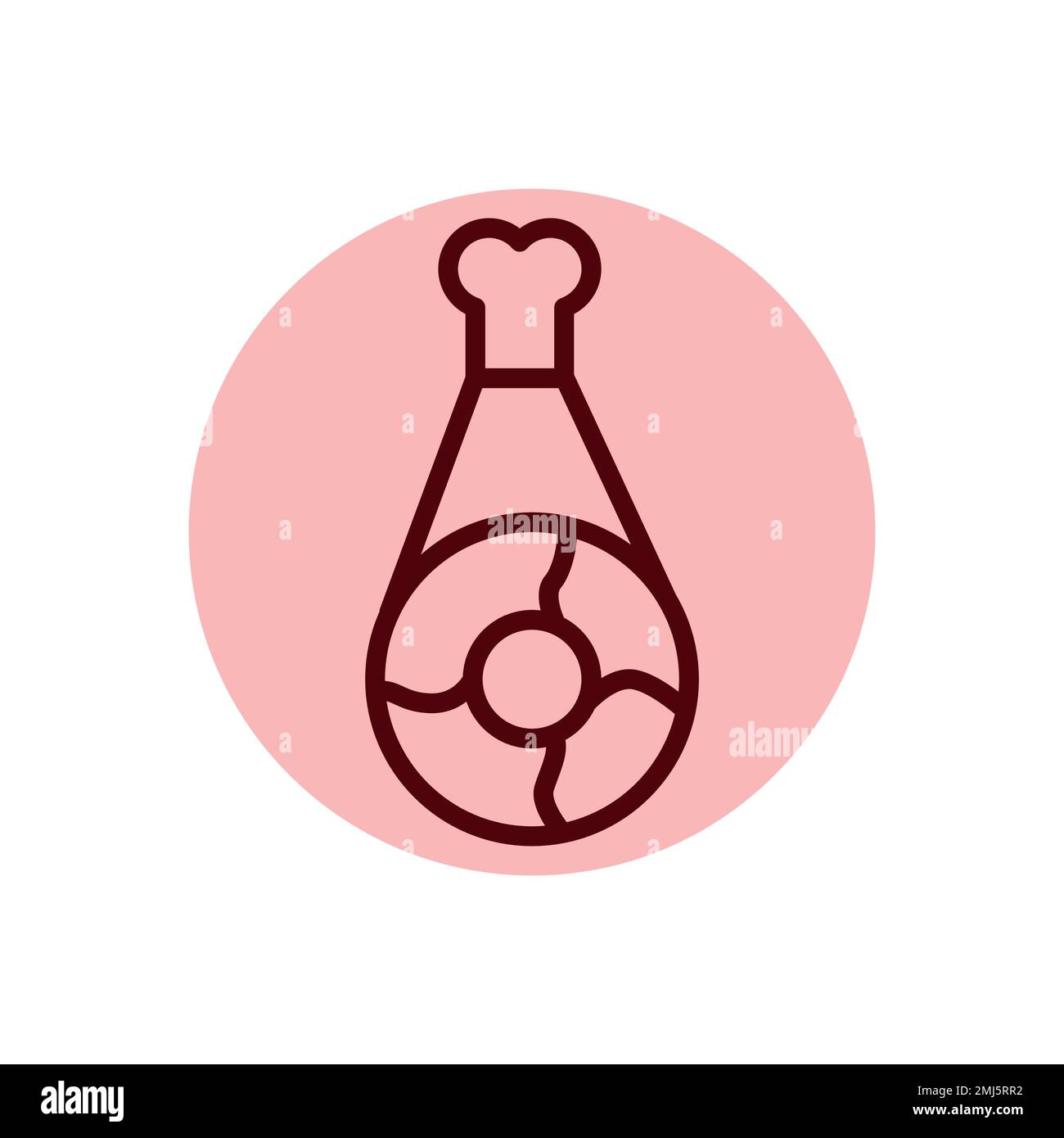 Beef leg color line icon. Cutting meat. Pictogram for web page, mobile ...