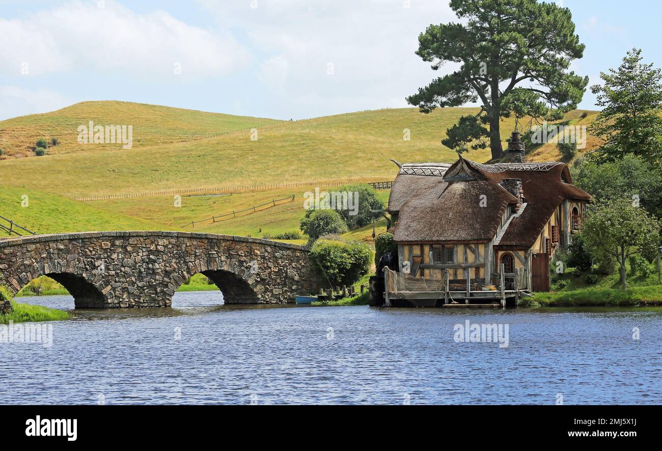 Double arch bridge and mill house - Hobbiton - Matamata, New Zealand ...