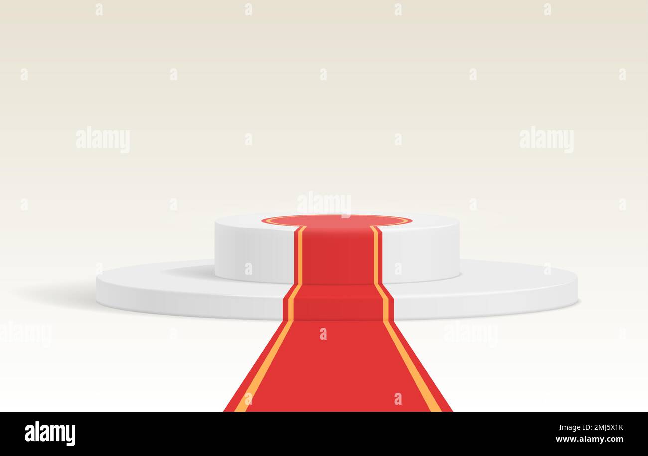 Round winner podium with red carpet and lights effect abstract ...