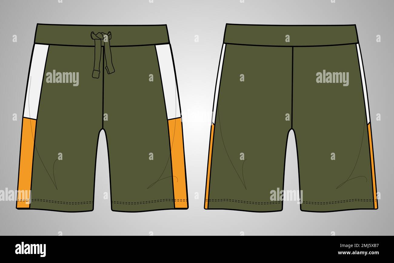 Boys Sweat Shorts vector fashion flat sketch template. Young Men ...