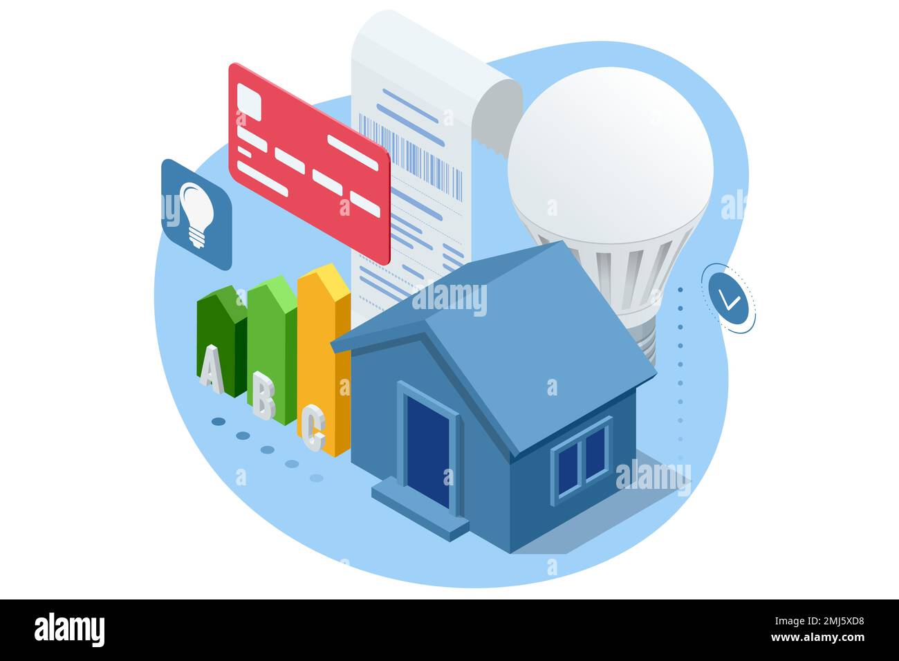 Isometric invoice, payment for electricity. Utility bills and saving ...