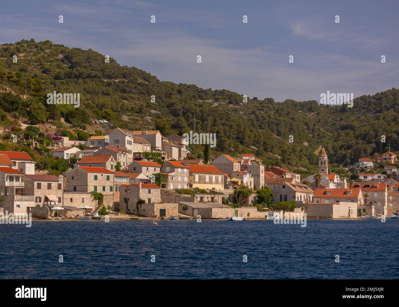 VIS ISLAND, CROATIA, EUROPE - Waterfront in harbor, town of Vis Stock ...