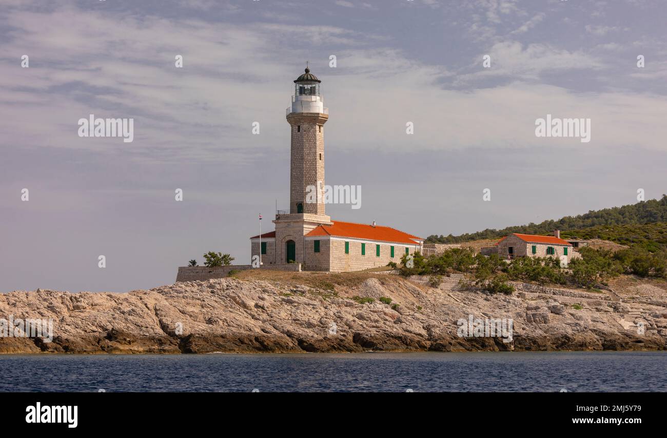ISLAND OF VIS, CROATIA, EUROPE - Stoncica lighthouse, built 1865 on ...