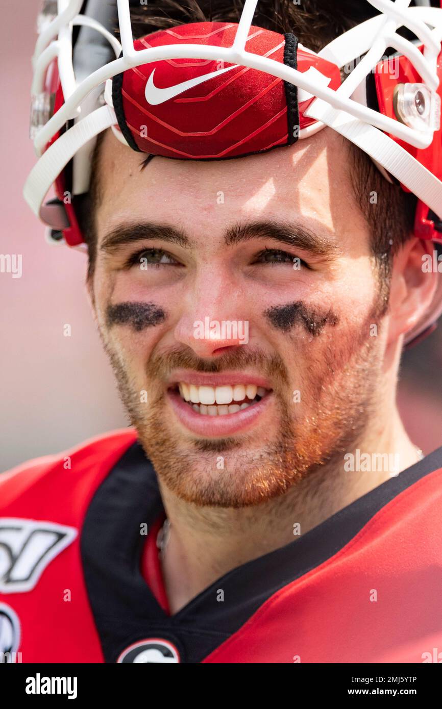 Georgia quarterback Jake Fromm watches from the sideline during an NCAA ...