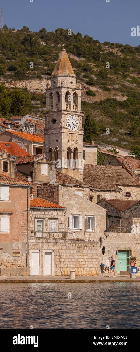 KUT, VIS, CROATIA, EUROPE - Bell tower, Church of St. Cyprian and ...