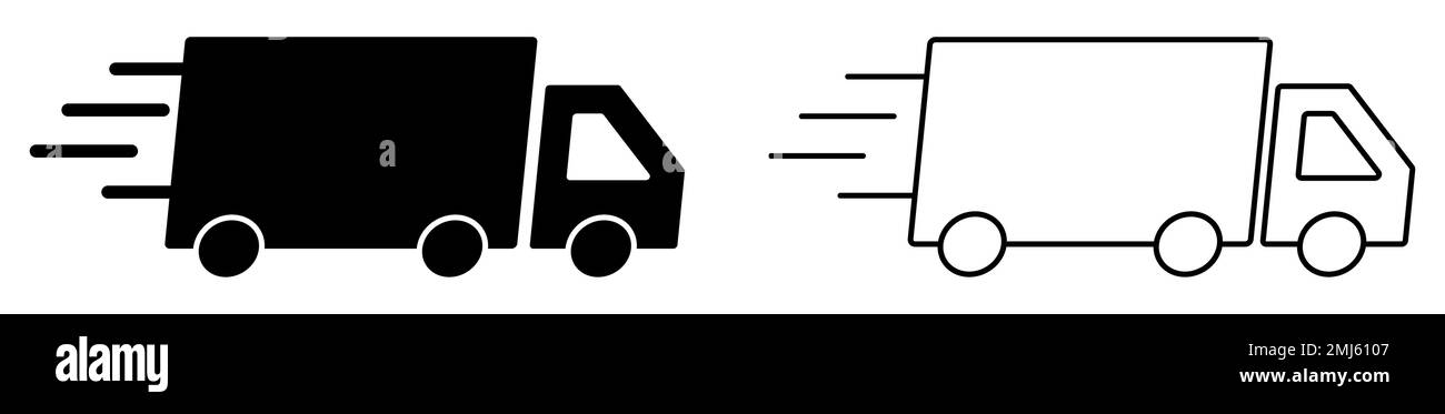 Fast moving shipping delivery truck icons. Delivery service icons Stock ...