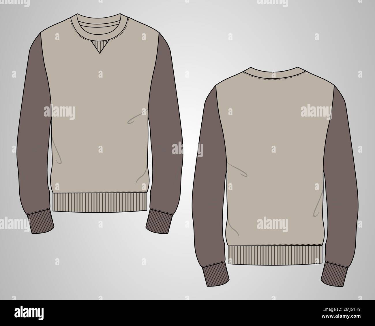 Long sleeve Sweatshirt overall fashion Flat Sketches technical drawing ...