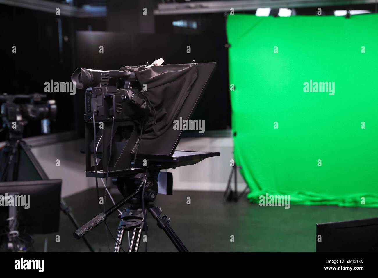 Modern video recording studio with professional equipment, focus on ...