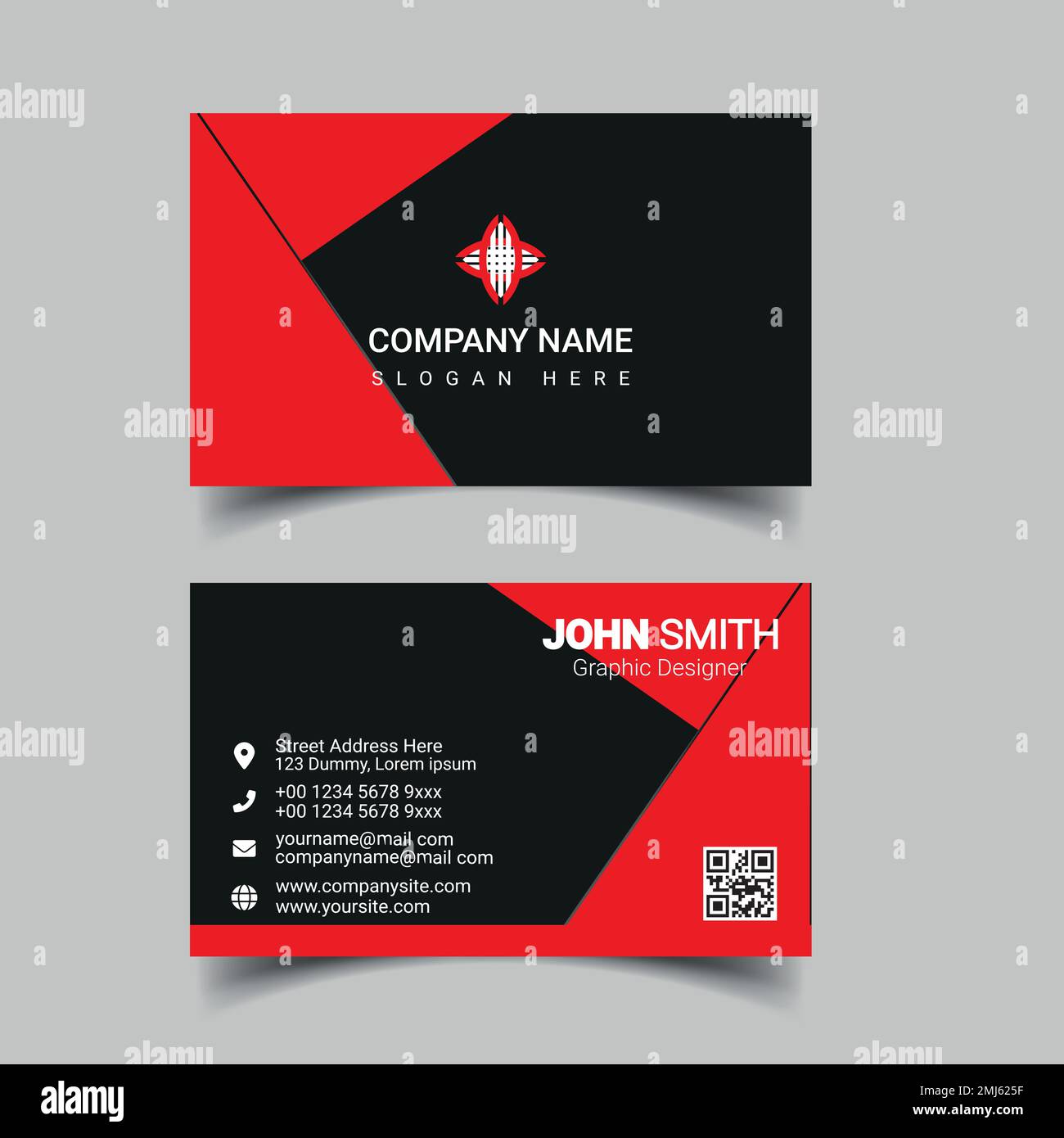 Professional business card design template for company or business. Two ...