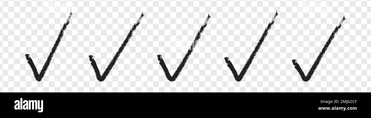 Black Check mark set. Tick grunge brush icon. ok, yes or right sign ...