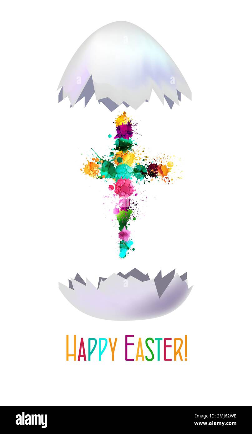 Egg and cross. Happy easter. Vector illustration Stock Vector Image ...