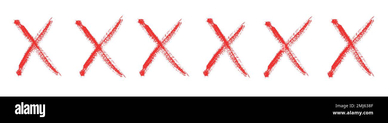 Red X sign doodle of hand draw style. Graffiti mark,typography paint ...