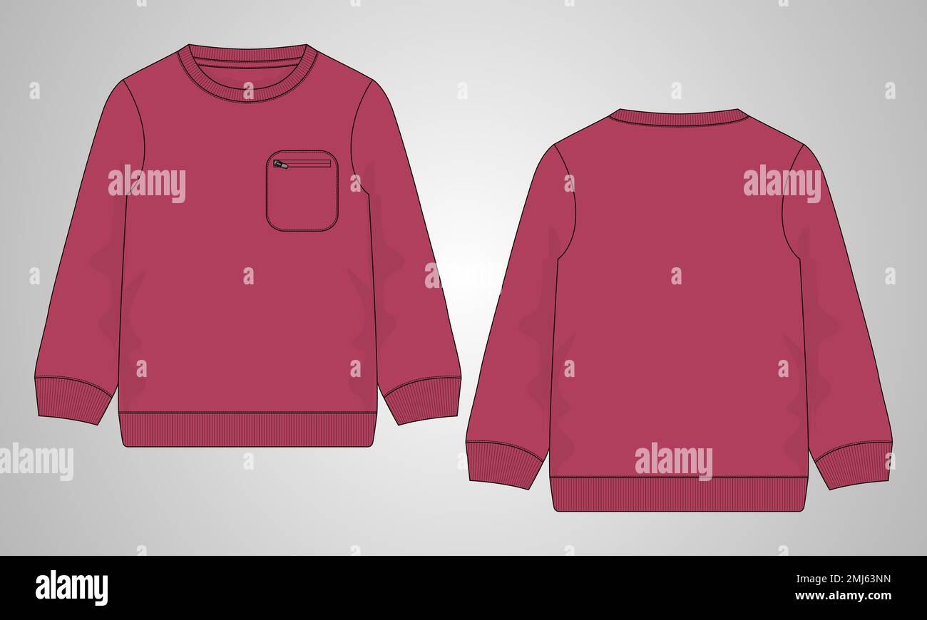 Long sleeve Sweatshirt overall fashion Flat Sketches technical drawing ...