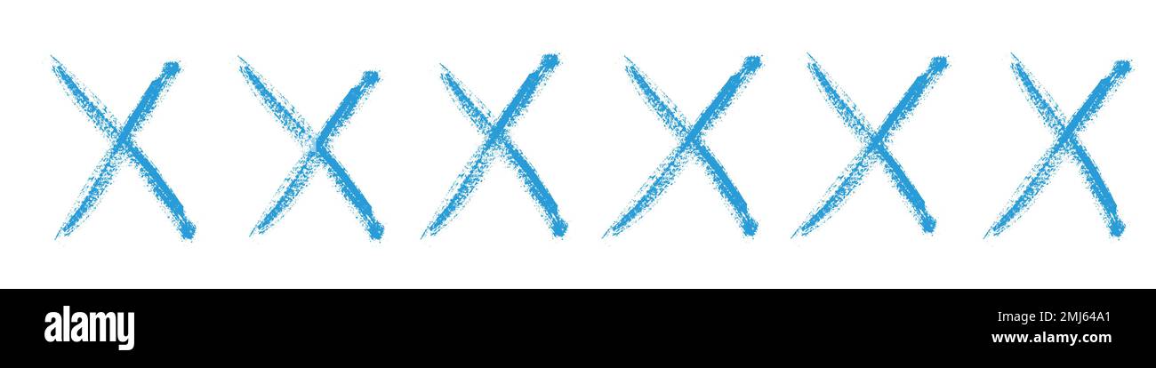 Blue X sign doodle of hand draw style. Graffiti mark,typography paint ...