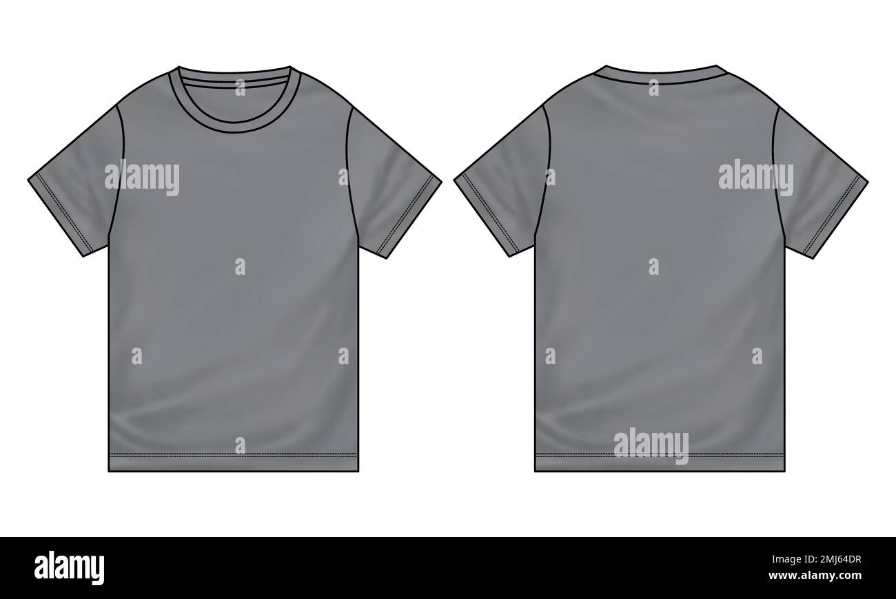 Short sleeve Basic T shirt overall technical fashion flat sketch vector illustration template ...