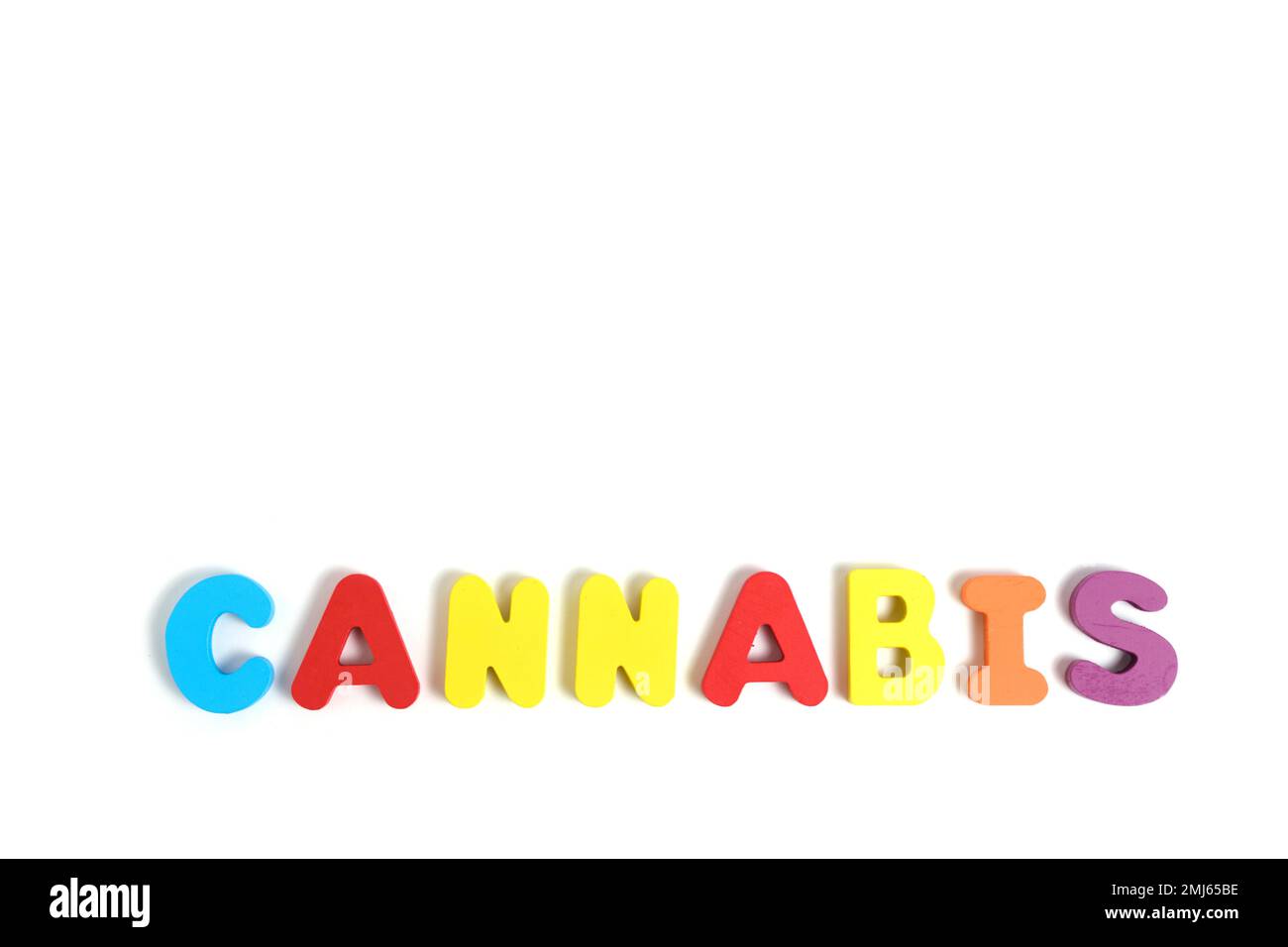 Word cannabis is laid out letters white background Stock Photo - Alamy