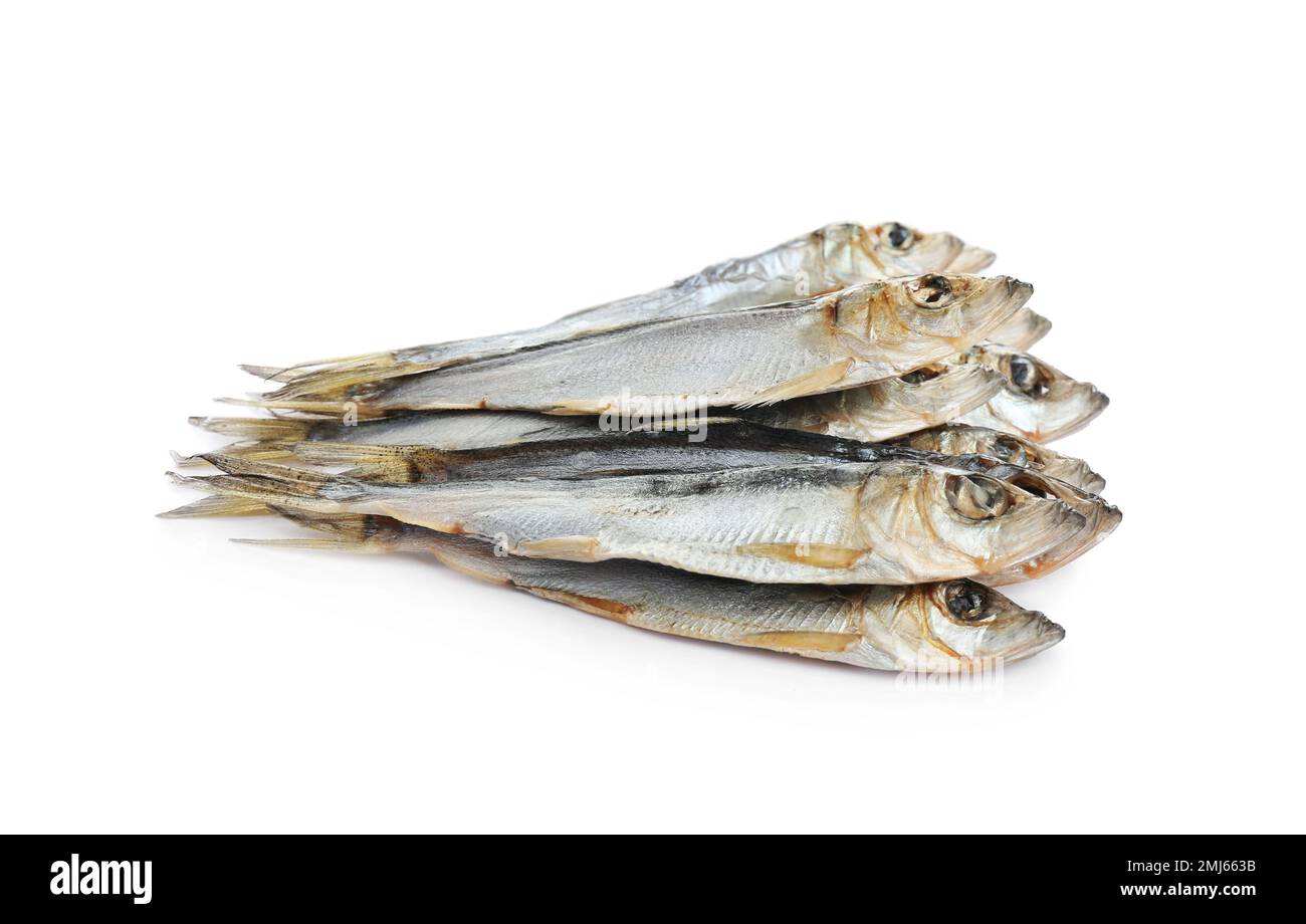 Tasty dried fish isolated on white. Seafood Stock Photo - Alamy