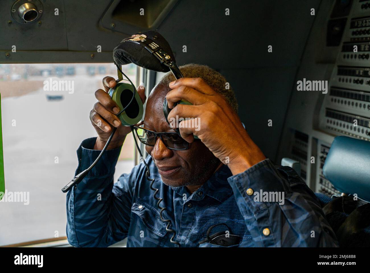 Julius Jones, Mayor of North, South Carolina, puts on a headset during ...