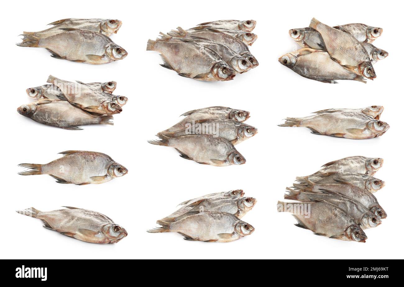 Set of tasty dry fish on white background Stock Photo - Alamy