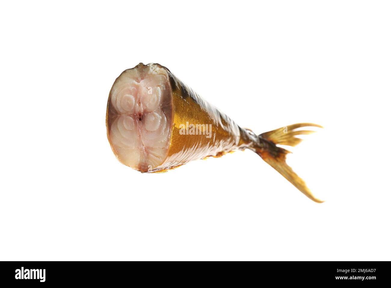 Tail of tasty smoked fish isolated on white Stock Photo - Alamy
