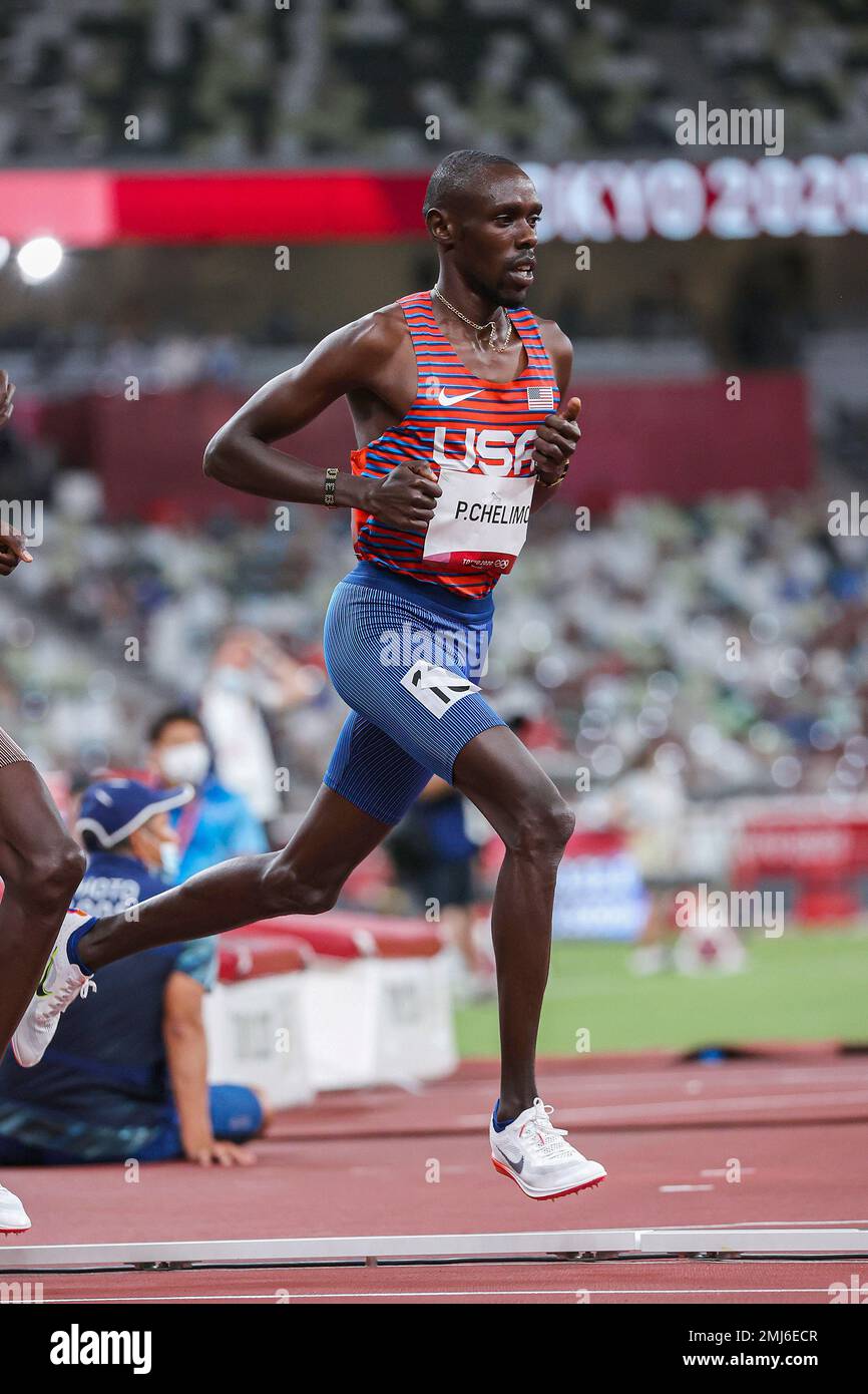 Paul Chelimo (USA) competing in the Men's 5000 metres at the 2020 (2021 ...