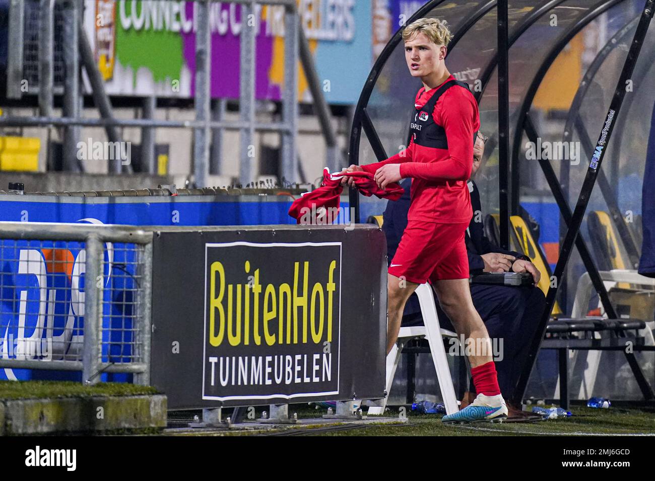 BREDA, NETHERLANDS - JANUARY 27: Loek Postma of Jong AZ angry during ...