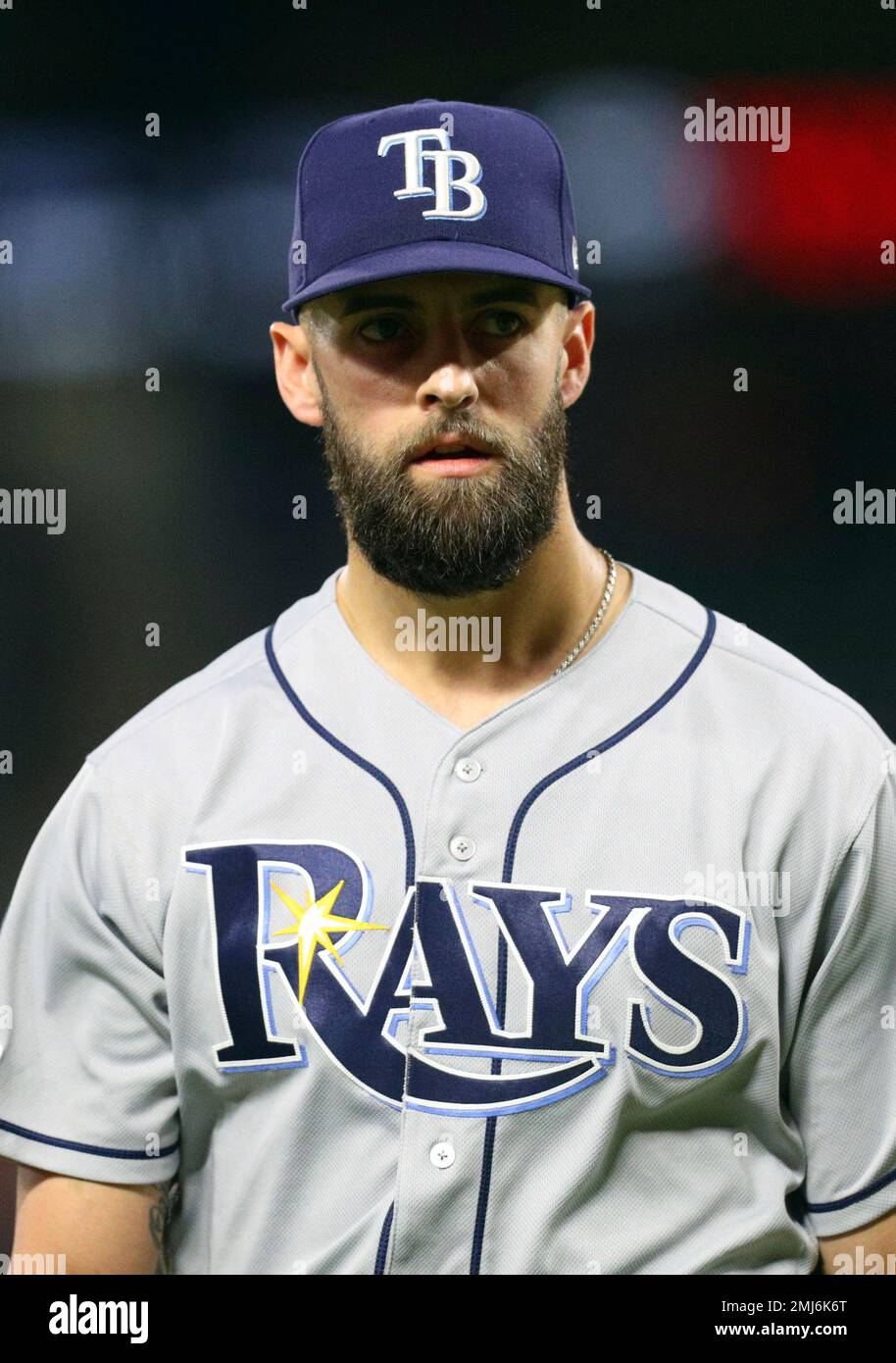 Nick Anderson walks back to the dugout after the eighth inning of a ...