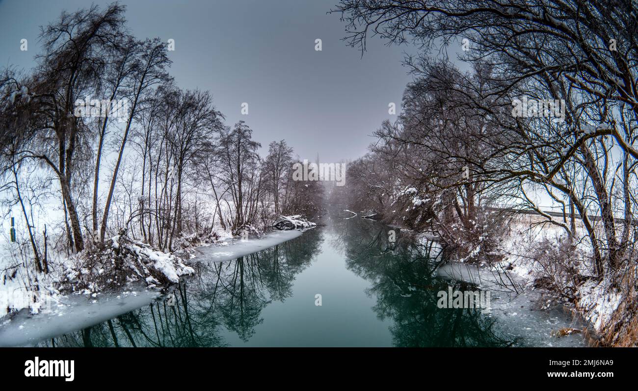 winter landscape by the river in the bitter cold Stock Photo - Alamy