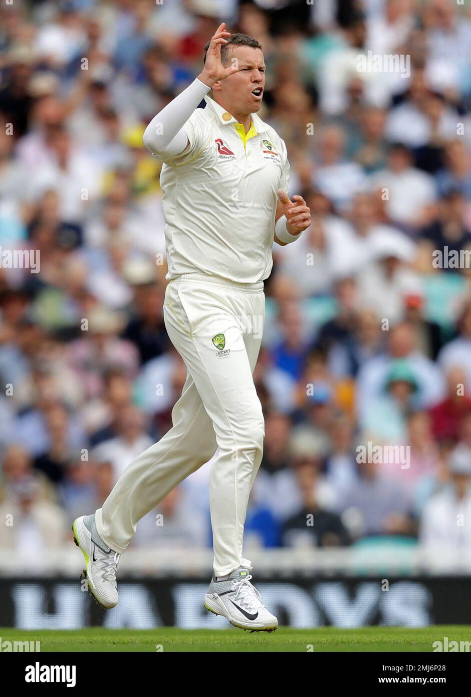 Australia's Peter Siddle reacts after bowling during the first day of ...