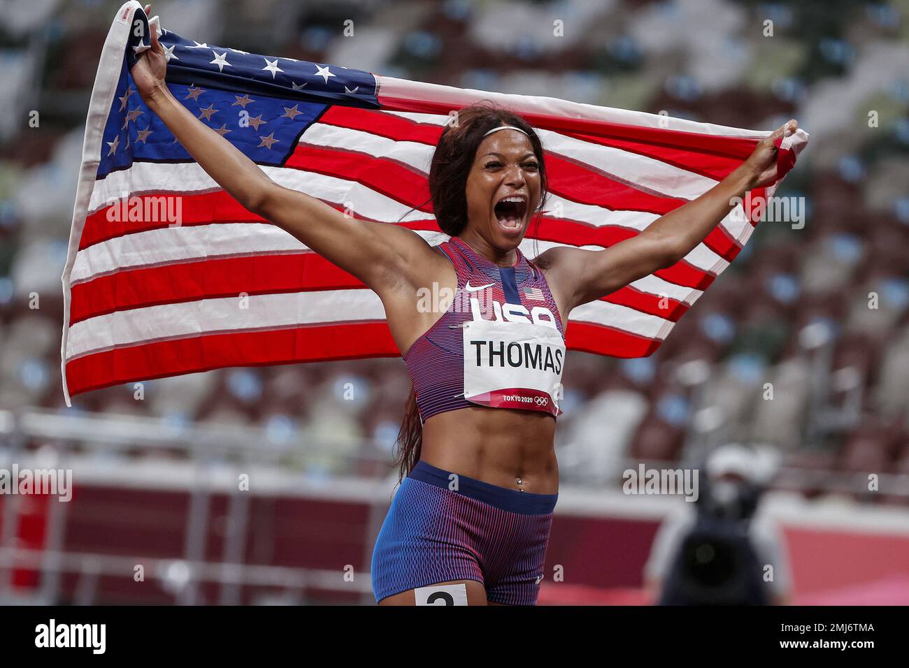 Gabrielle Thomas (USA) bronze medalist in the Women's 200 meters at the ...