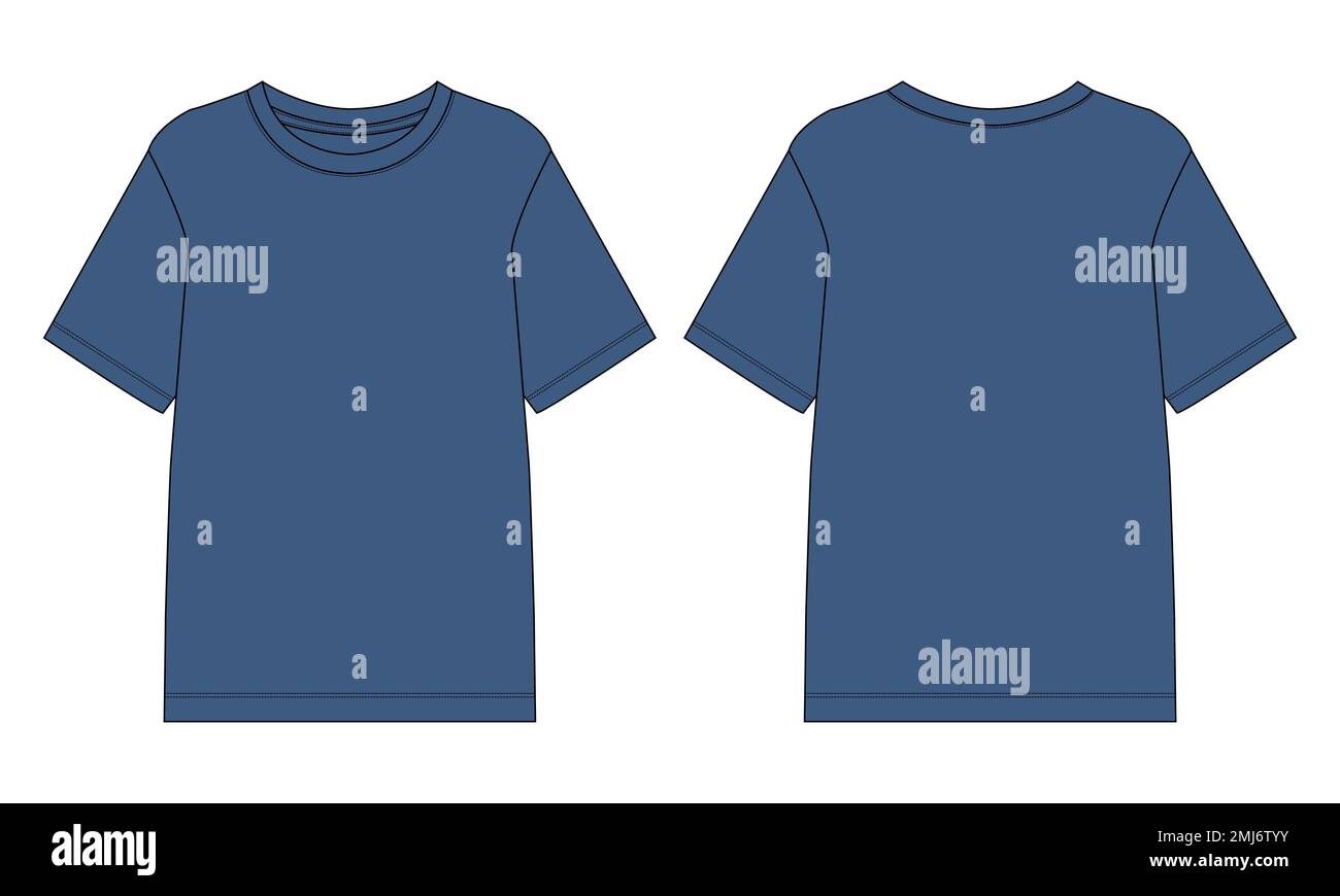 Short sleeve Basic T shirt overall technical fashion flat sketch vector illustration template ...