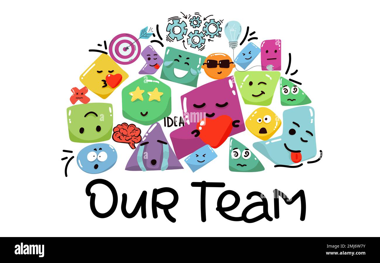 Business concept. Team metaphor. Geometric character shapes with face ...