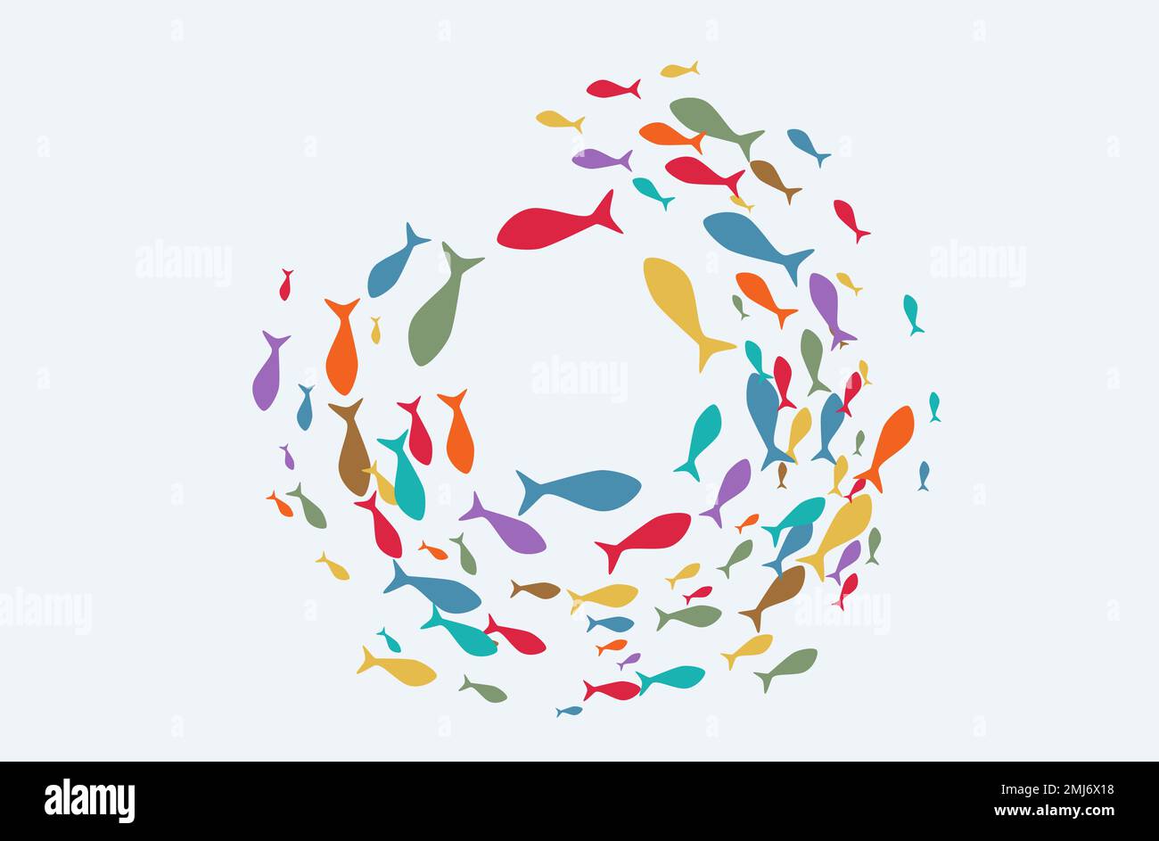 Vector illustration of swirl of fishes underwater Stock Vector Image ...