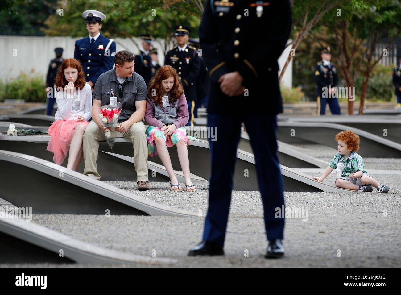 Chris LeClair, second from left, of Woodbridge, Va., visits the grounds ...