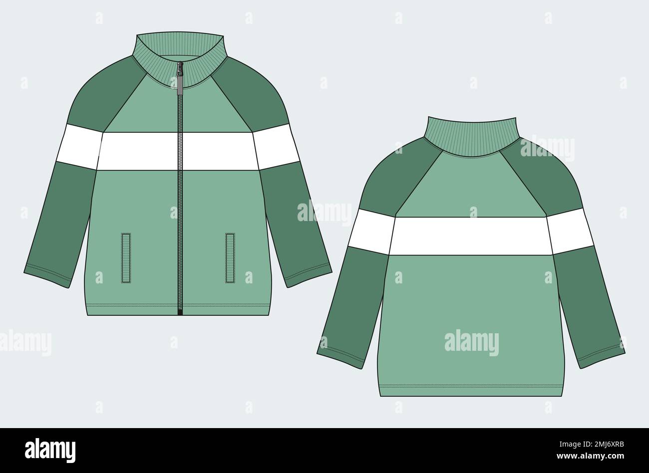 Long sleeve jacket technical fashion flat sketch vector illustration ...