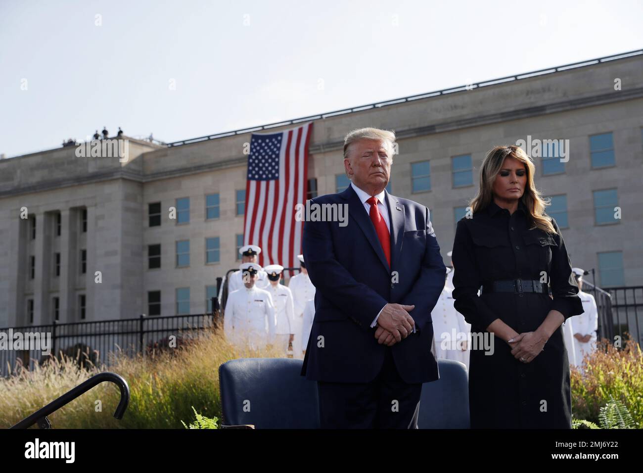 President Donald Trump and first lady Melania Trump participate in a ...