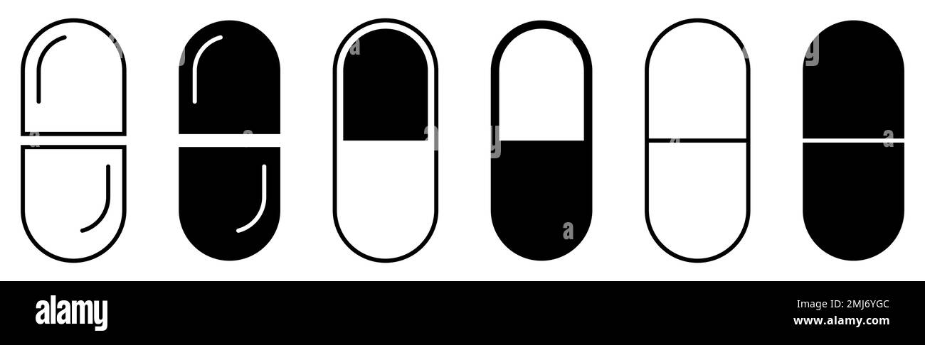 Capsule or pill icons. Vector illustration isolated on white background ...