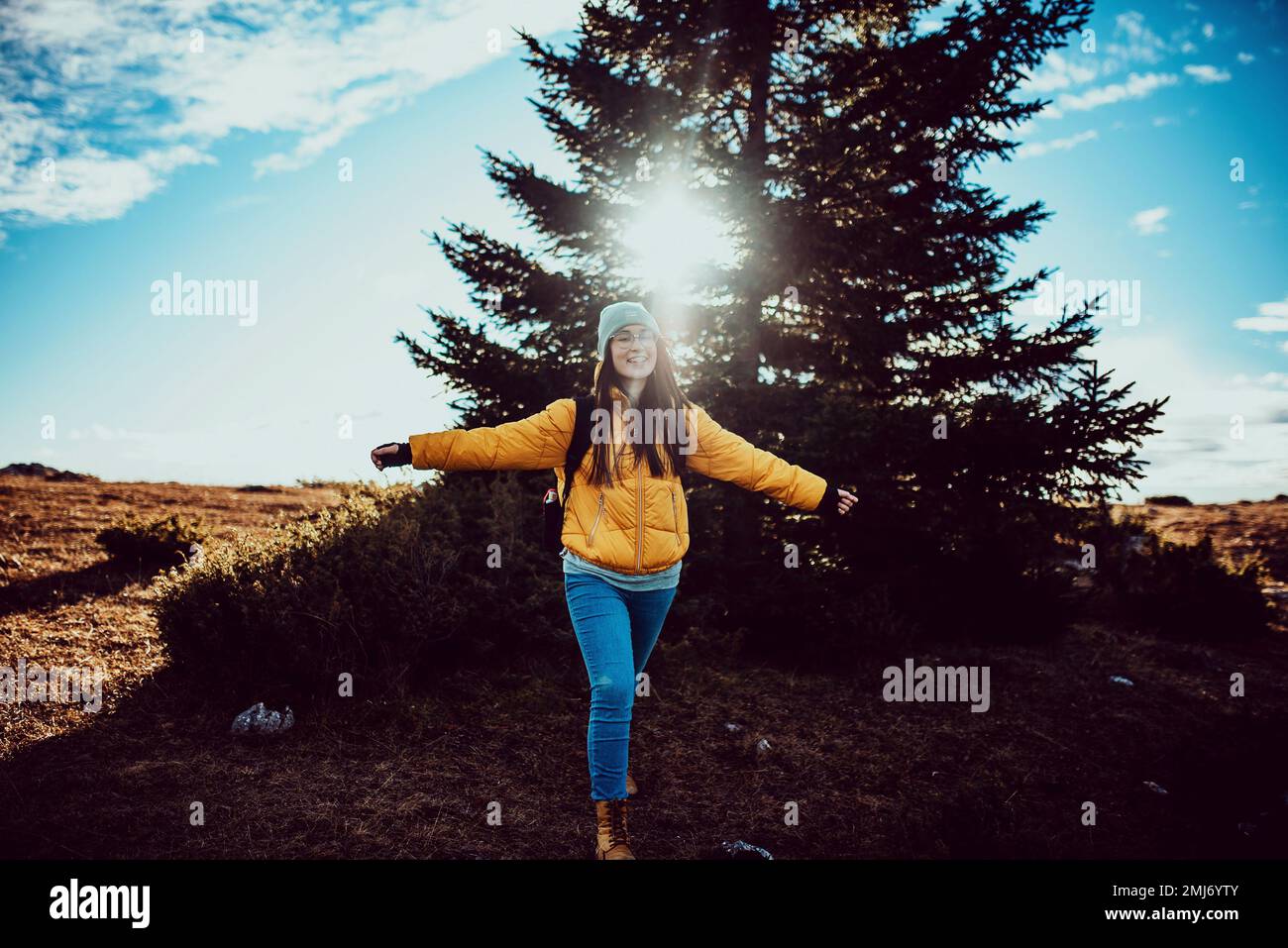 Girl running through a meadow hi-res stock photography and images - Alamy