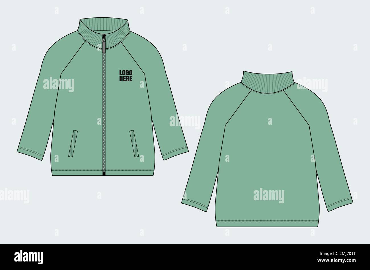 Long sleeve jacket technical fashion flat sketch vector illustration ...