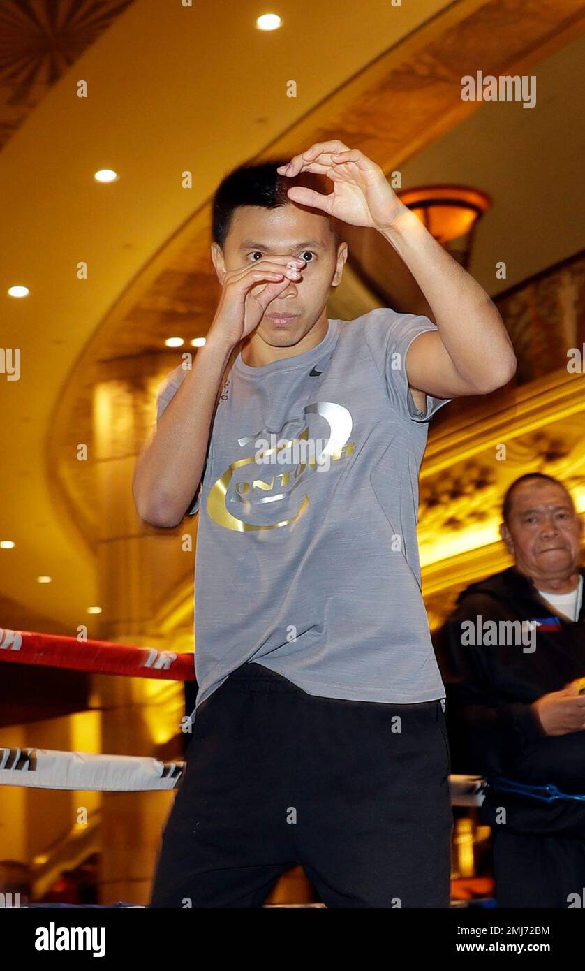 Juan Miguel Elorde, of the Philippines, attends an open workout Tuesday ...