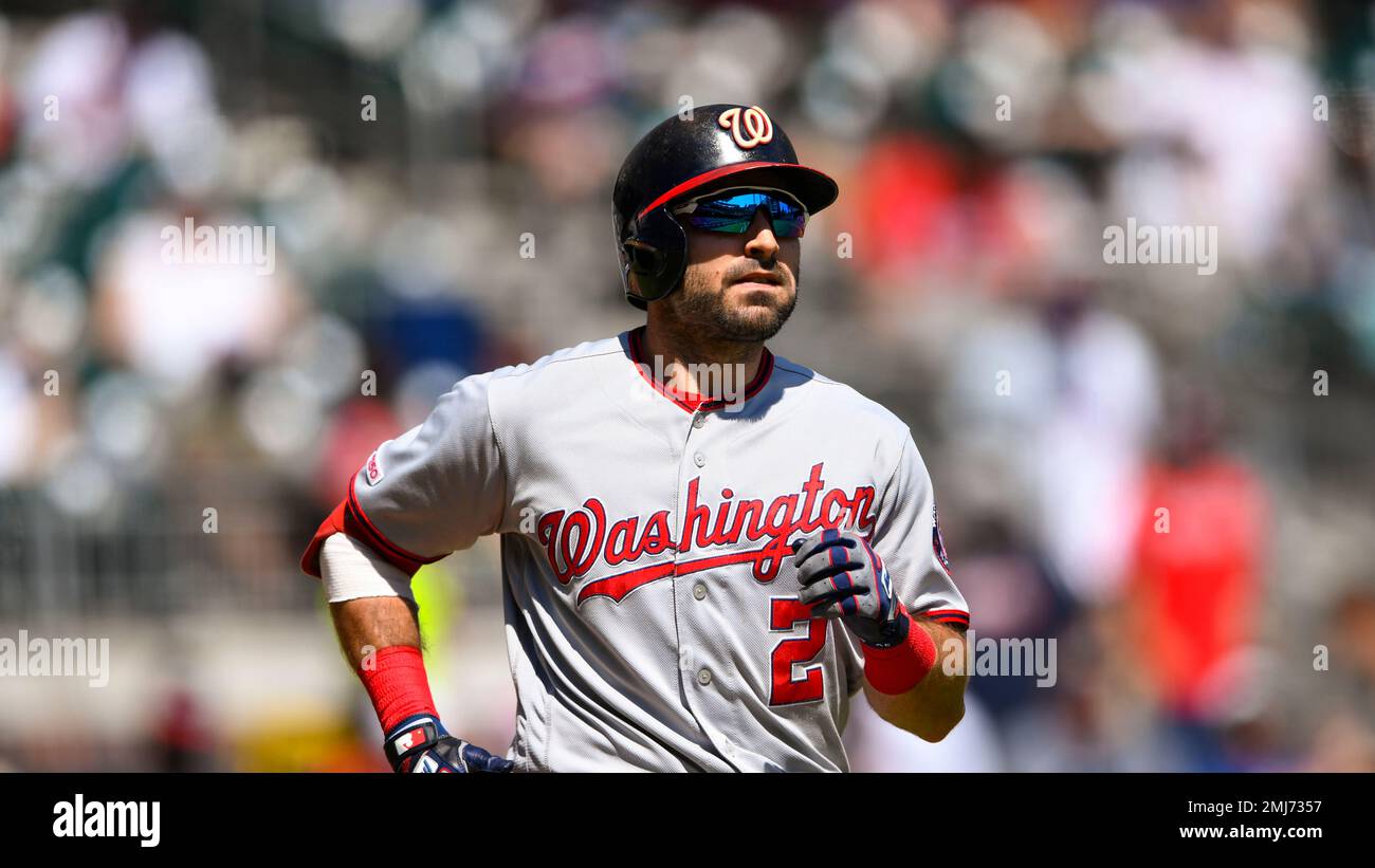 Washington Nationals' Adam Eaton runs to first base during a baseball ...