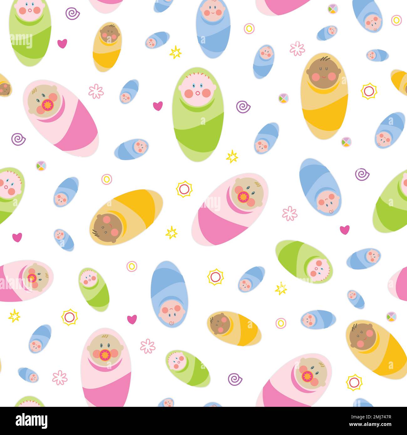 Colourful baby seamless pattern on white background Stock Vector Image ...