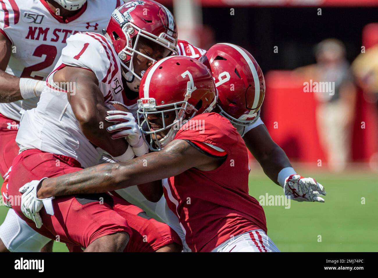 Alabama defensive back Trevon Diggs (7) tackles New Mexico State ...