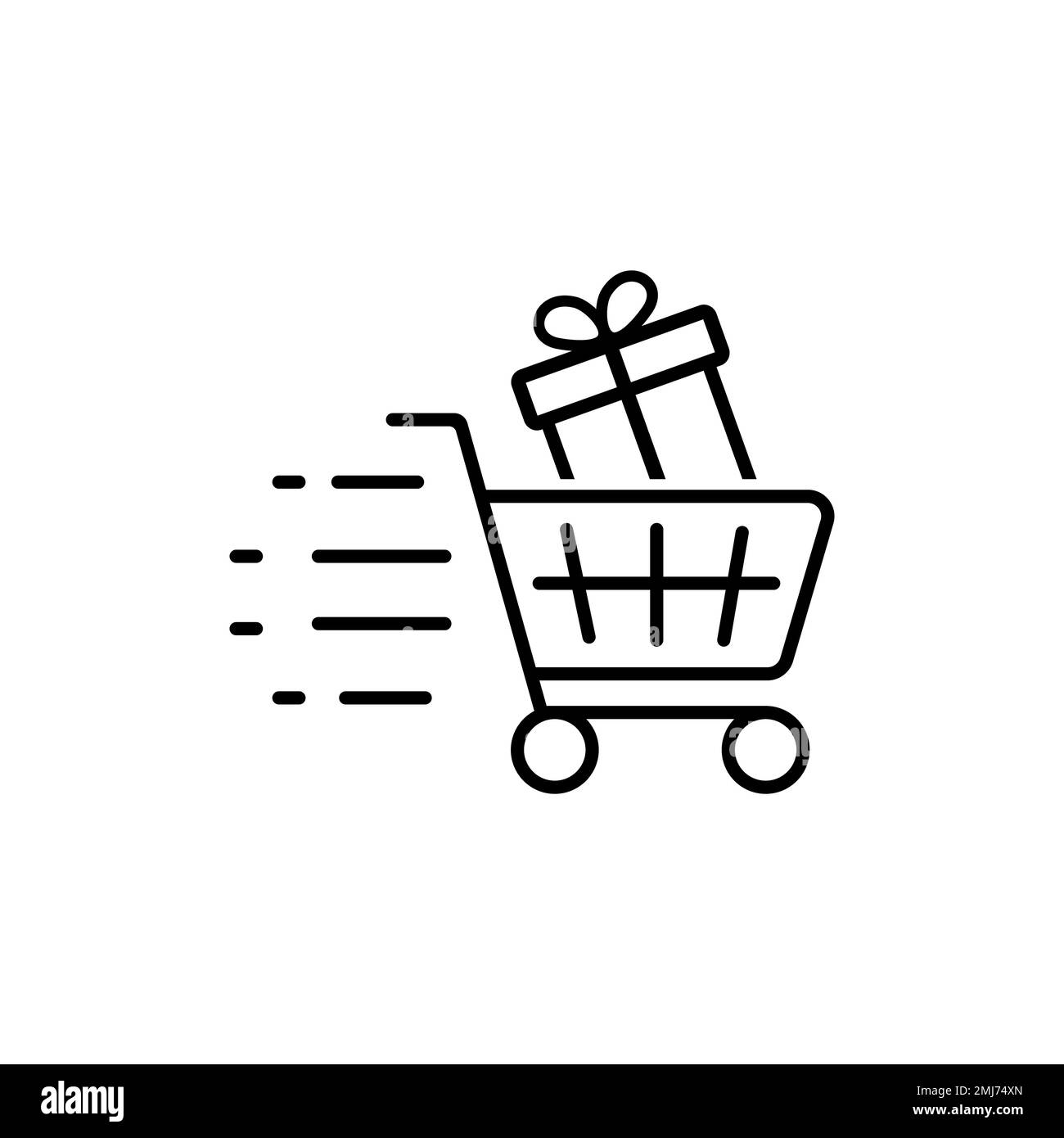 Shopping cart line icon. Vector symbol in trendy flat style on white ...